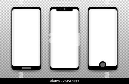 Concept of modern phones with empty screens, realistic mobile templates ...