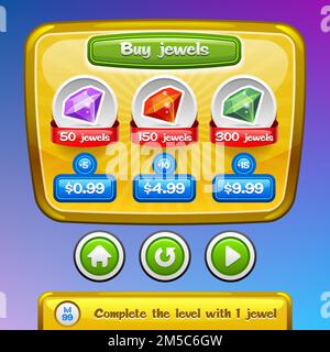 Game UI. Virtual currency bank screen. Creative concept vector ...