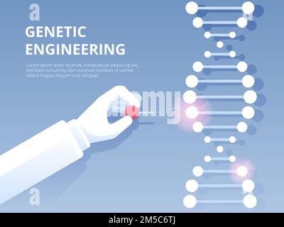 Genetic engineering. Gene editing tool CRISPR CAS9. Vector illustration ...