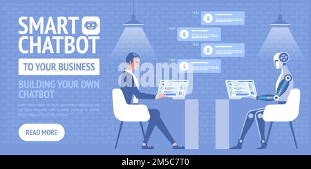 Smart chatbot to your business. Building your own chatbot. Vector ...