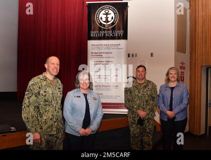 Rear Adm. Brad Collins, Commander, Navy Region Northwest, speaks at a ...