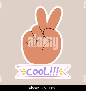 Good job groovy sticker. Reward sticker for teachers and kids. Hand ...