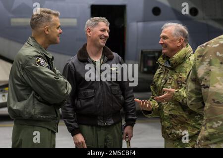 Air Force Lt. Gen. Christopher C. Bogdan steps off a C-12 Huron to ...