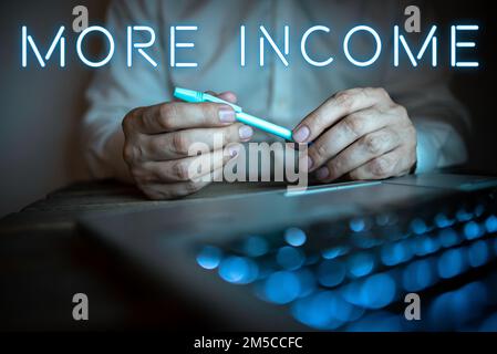 Text showing inspiration More Income. Business idea Additional money ...