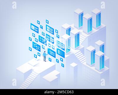 Data infographic set with cloud technologies data processing modeling ...