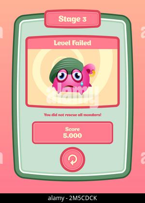 Game screen interface for App. Level up. GUI, UI, UX Stock Vector Image ...