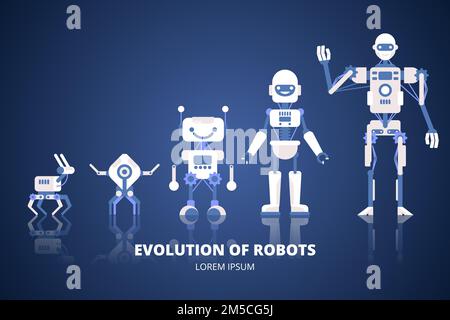 Evolution of robots Stages of androids development Flat vector illustration Stock Vector Image ...
