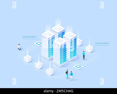 Isometric big data flow processing concept, cloud database. Abstract ...
