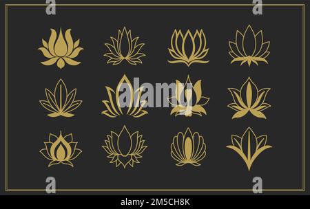 Lotus symbol of symmetrical arrangement. Graphic logo of an open flower ...