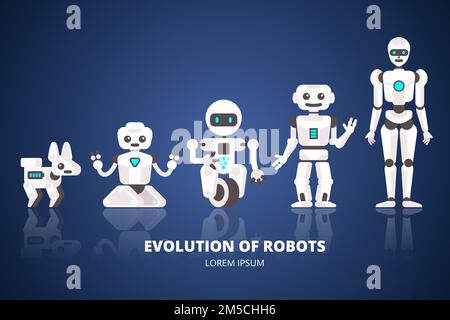 Evolution of robots Stages of androids development Flat vector illustration Stock Vector Image ...