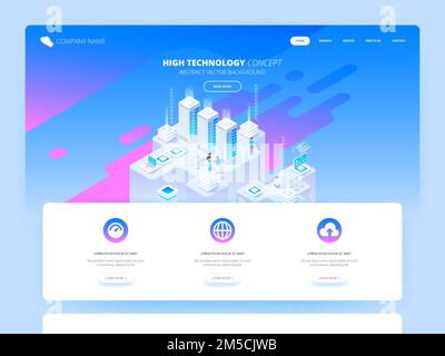Isometric big data flow processing concept, database. Abstract technology background. Vector ...
