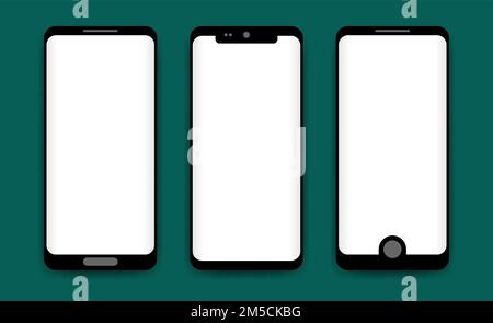 Concept of modern phones with empty screens, realistic mobile templates ...