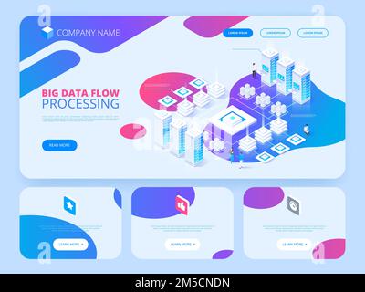 Datacenter isometric vector illustration. Abstract 3d hosting server or ...