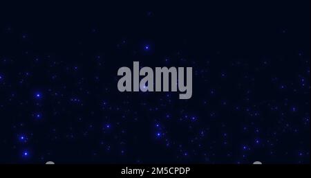 Luminous and sparkling blue particles falling in space on a blue ...