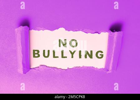 Text caption presenting No Bullying, Word Written on stop aggressive ...
