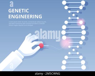 Genetic engineering. Gene editing tool CRISPR CAS9. Vector illustration ...