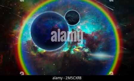 Exo planets in unknown space. 3D rendering Stock Photo - Alamy