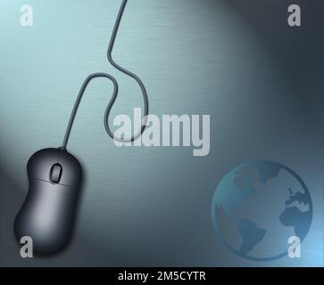 computer mouse around the earth Stock Photo - Alamy