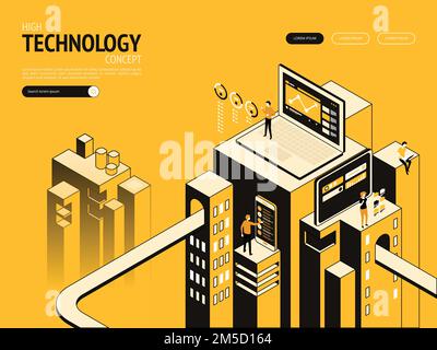 High detailed isometric vector illustration. Hosting server technology ...