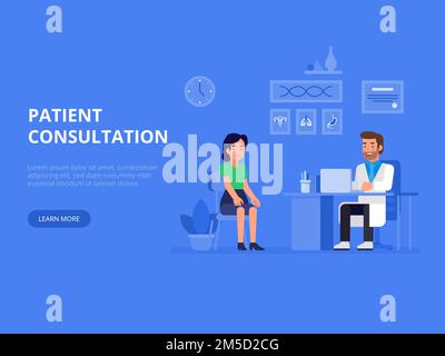 Doctor and patient concept banner with characters. Patient consultation ...