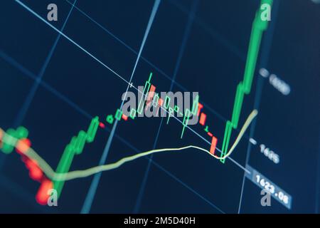 Rising chart, technology index, growth, stock market and exchange ...