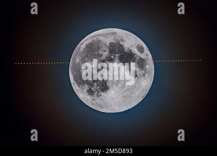 The occultation of Mars by the Full Moon, showing the motion of Mars ...