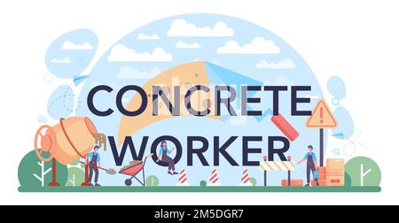 Foundation typographic header. Professional builder preparing concrete ...
