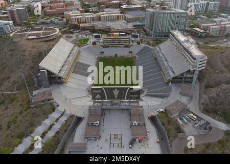 A general overall aerial view of the Sun Angel track and field stadium ...