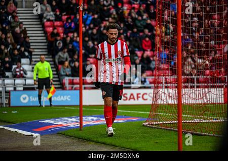 Sunderland AFC forward Patrick Roberts takes on the Blackburn Rovers ...