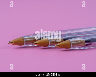 muliple ball tip biro pens isolated on a white background Stock Photo ...