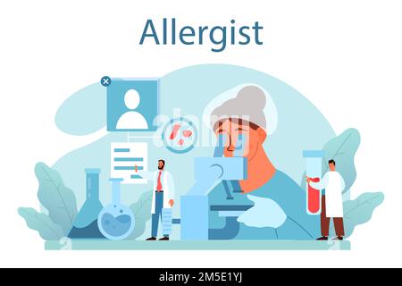 Allergist concept. Disease with allergy symptom, medical allergology ...