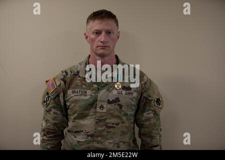 Staff Sgt. Spencer Grayson, a member of Headquarters Company, 700th ...