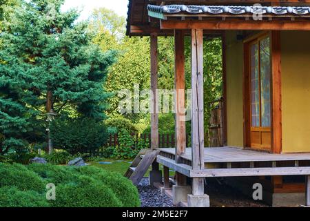 Japanese house and trees in the background Stock Photo - Alamy