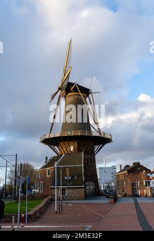 A windmill in the city of Delft in The Netherlands on a sunny day Stock ...