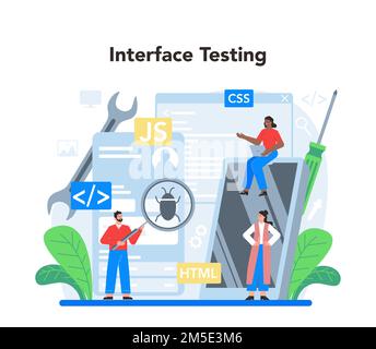 Frontend development concept. Website interface design improvement. Web page programming, coding ...