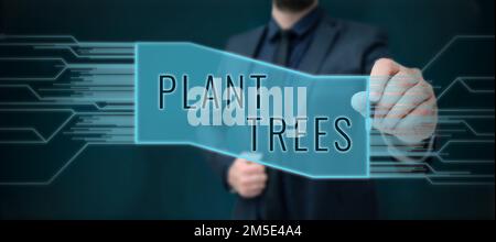Text caption presenting Plant Trees, Business approach process of ...