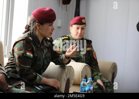 2nd Lt. Chya, Peshmerga deputy company commander, performs uniform ...