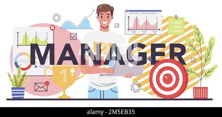 Project manager typographic header. Successful strategy planning ...