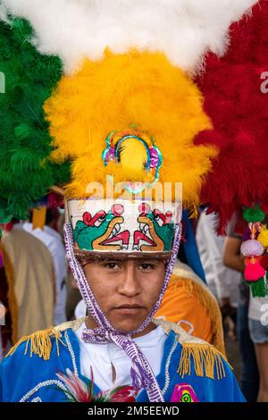 An Aztec warrior dancer from the Danza la Pluma at the Guelaguetza ...