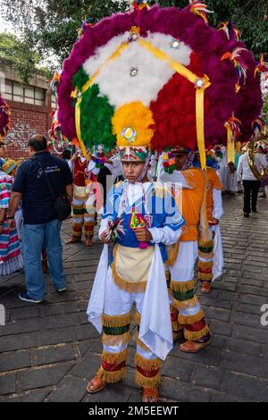 An Aztec warrior dancer from the Danza la Pluma at the Guelaguetza ...