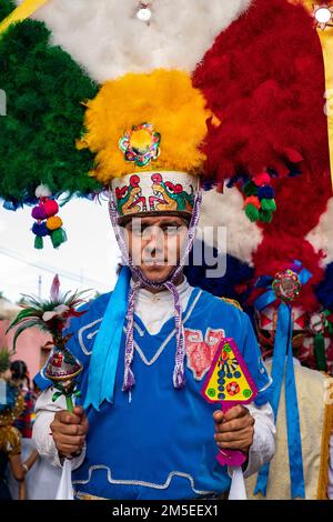 An Aztec warrior dancer from the Danza la Pluma at the Guelaguetza ...