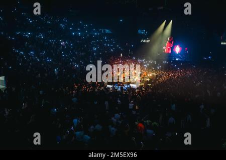 Milan, Italy. 12th Dec, 2022. Salmo performs live at Mediolanum Forum ...