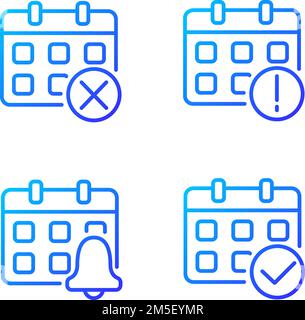 Timetable linear icons set. Schedule, Calendar, Planner, Agenda, Program, Curriculum, Roster ...