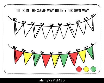 Color garland game. Education game for children. Worksheet for ...