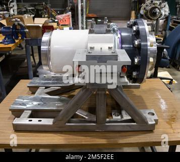 An instrumented small engine test stand sits, March 9, 2022, in the ...