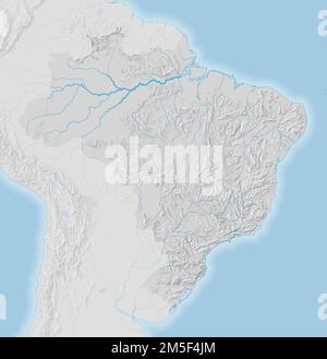Brazil 3D Physical Map with Relief Stock Photo - Alamy