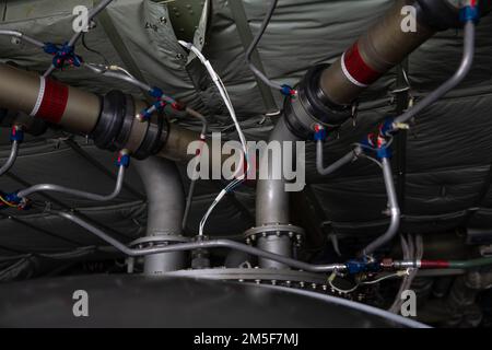 A fuselage tank assembly is displayed inside of a KC-130J Super ...