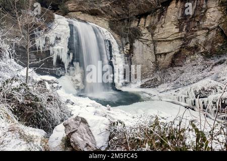 Looking Glass Falls in winter - Pisgah National Forest - near Brevard ...