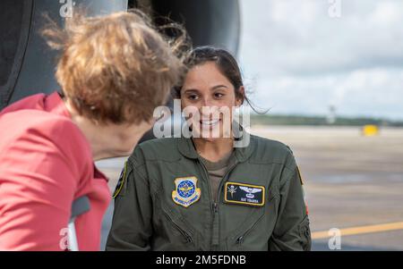 U.S. Air Force Capt. Kat Ybarra, a pilot assigned to the 91st Air ...