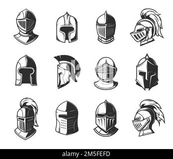 Knight warrior helmets heraldry, vector heraldic gladiator armor ...